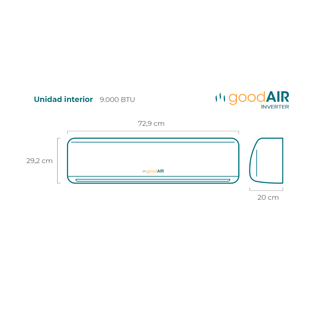 Aire Acondicionado Good Air 9.000 BTU Inverter Split Modelo GAM09INV ...