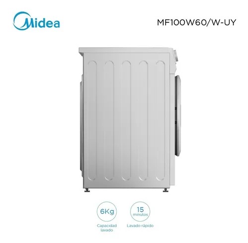 Lavarropas carga frontal 6Kg Midea MF100W60/W-UY • GoStore
