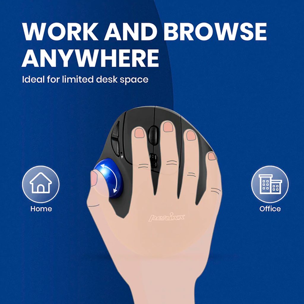 Mouse Diestro Ergonómico Inalámbrico Trackball Perixx 801 • GoStore