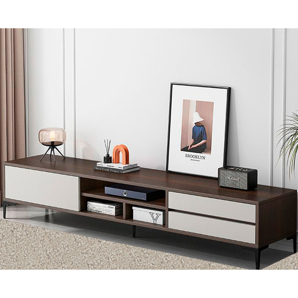 Rack TV Minimalista 3 Cajones 140 cm Color Caoba • GoStore