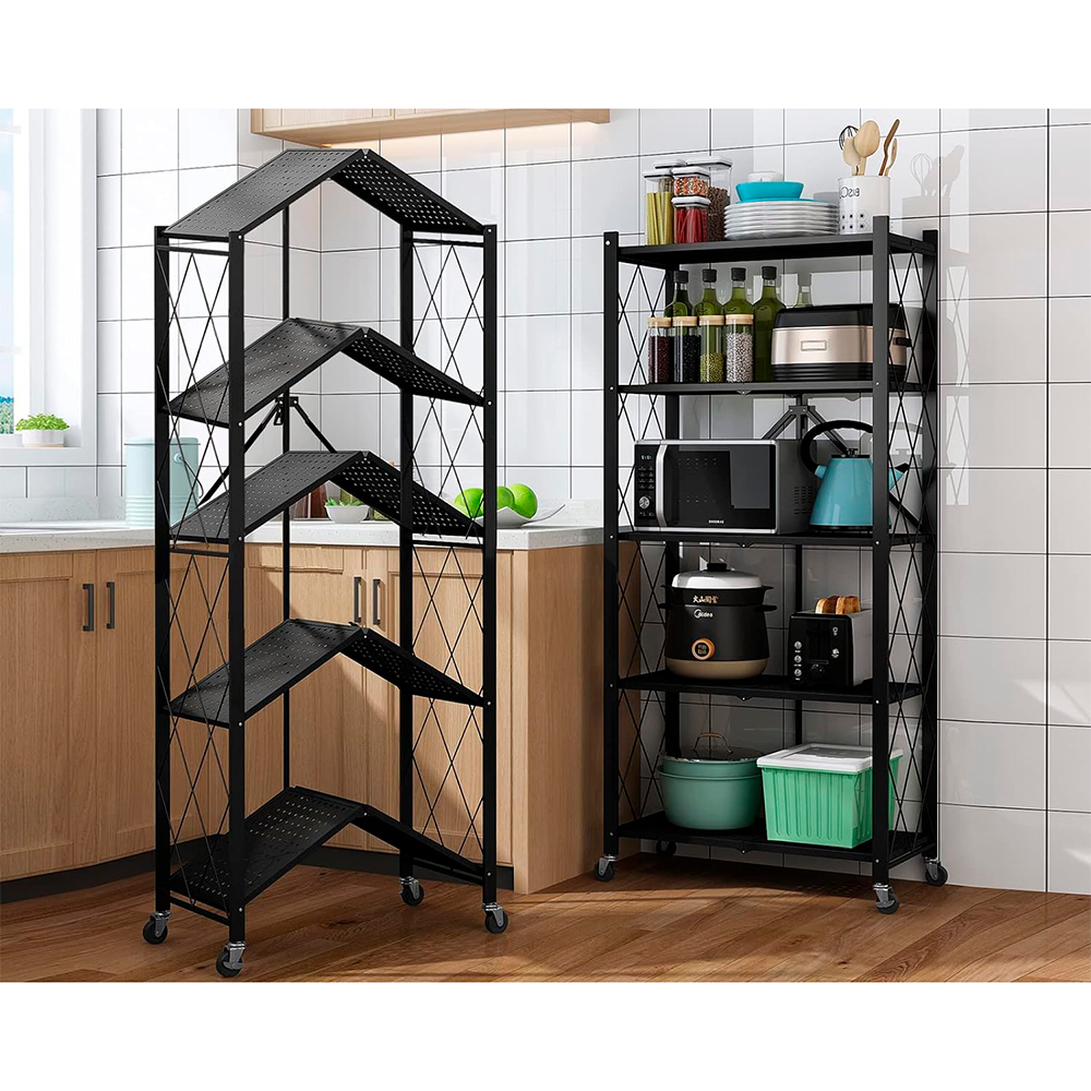 Repisa Metálica Plegable 5 estantes Blanco con Ruedas • GoStore